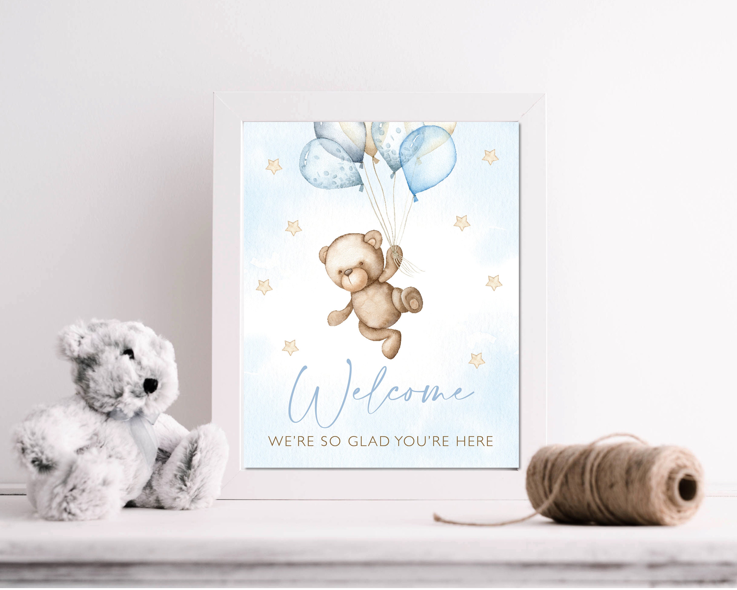 Teddy Bear Welcome Sign Blue Teddy Bear Party Decorations - Etsy