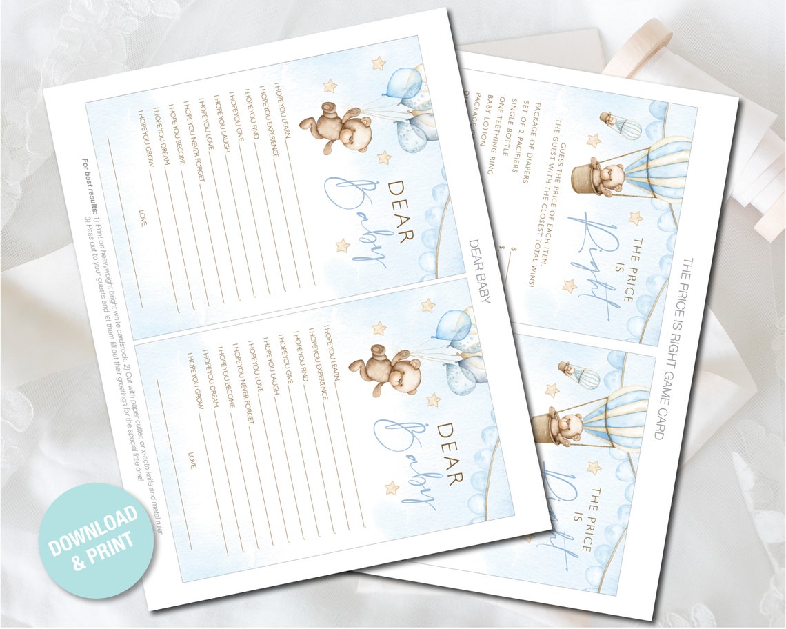 Teddy Bear Baby Shower Games: Printable Cards (instant Download) T6 - Etsy