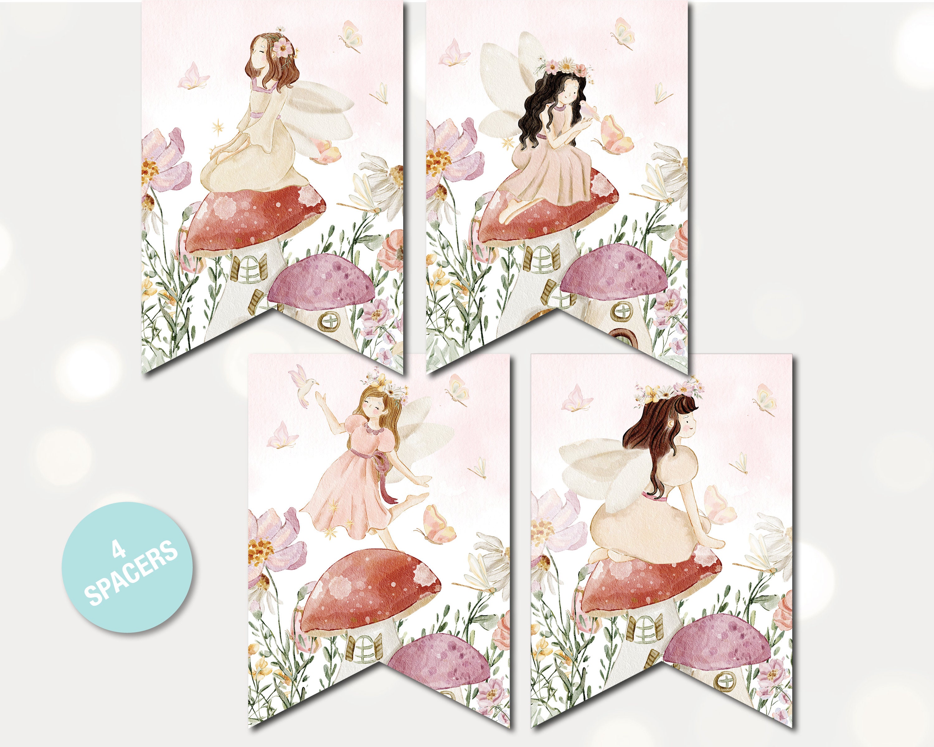 Fairy Baby Shower Party Banner Bunting Party Decoration Garden - Etsy