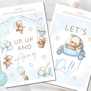 Teddy Bear Poster Set, Blue Teddy Bear Party Decorations, Birthday ...