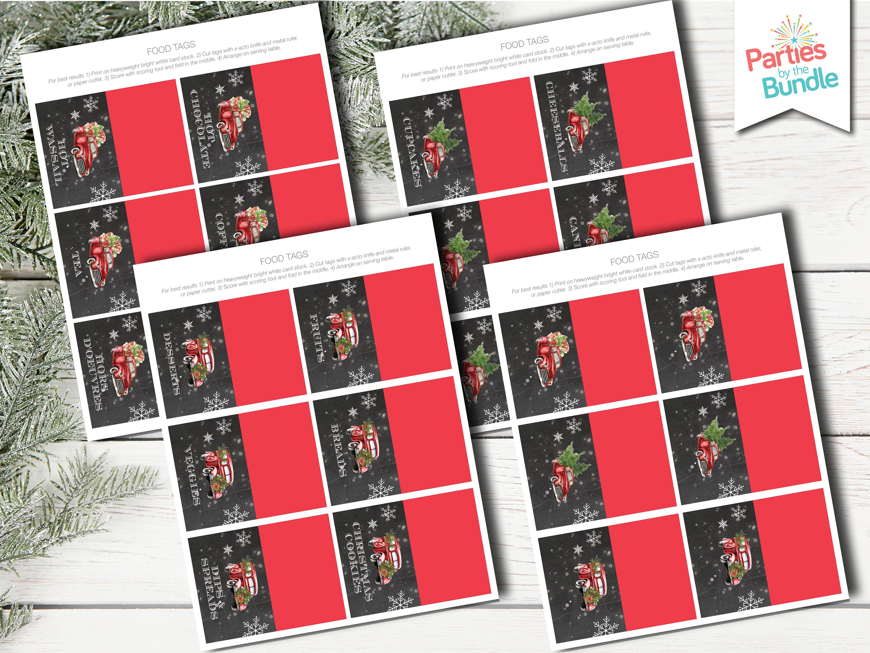 Christmas Printables Christmas Food Tags Red Truck - Etsy