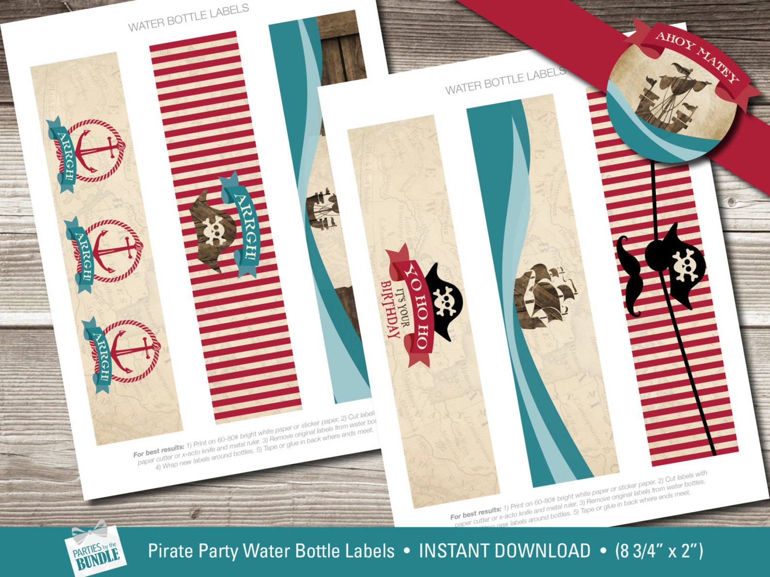 Water Bottle Labels Pirate Water Bottle Labels Drink Labels | Etsy