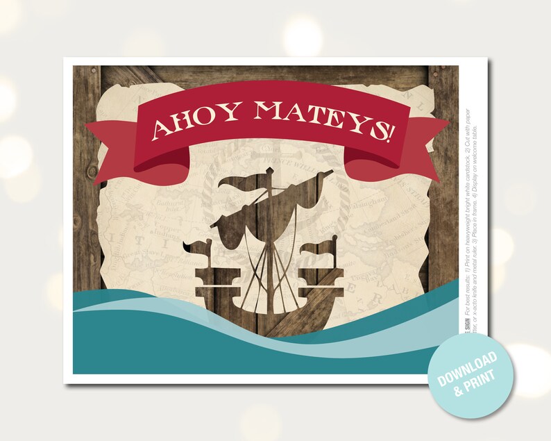 Pirate Birthday Welcome Sign, Pirate Party DIY Printable Party Sign ...