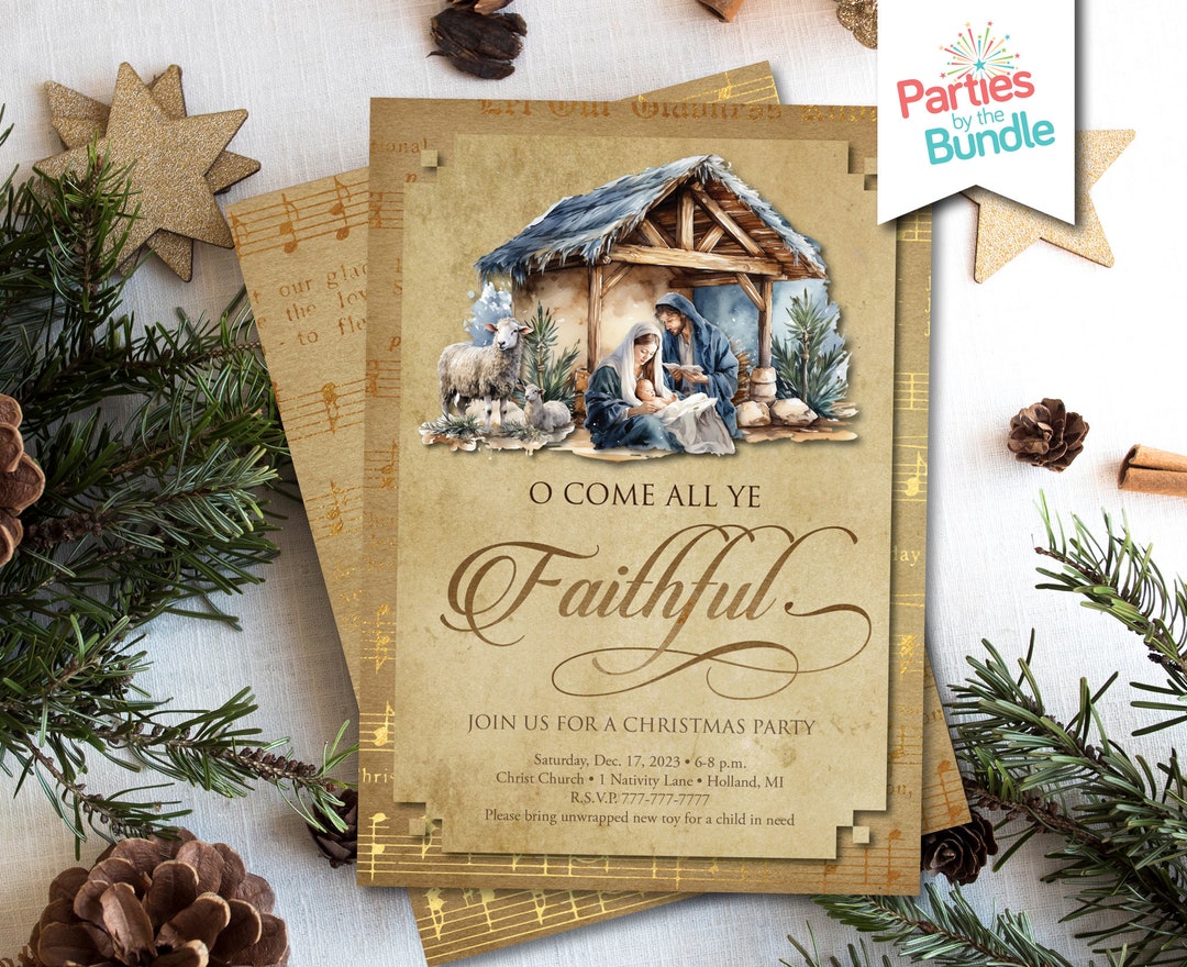 Nativity Christmas Invitation | Religious Holiday Invite | DIGITAL FILE ...