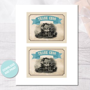 Vintage Train Thank You Note, All Aboard Thank You Card, Thank Choo ...