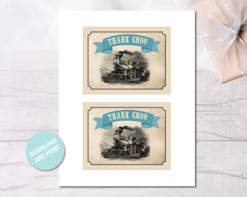 Vintage Train Thank You Note All Aboard Thank You Card Thank - Etsy