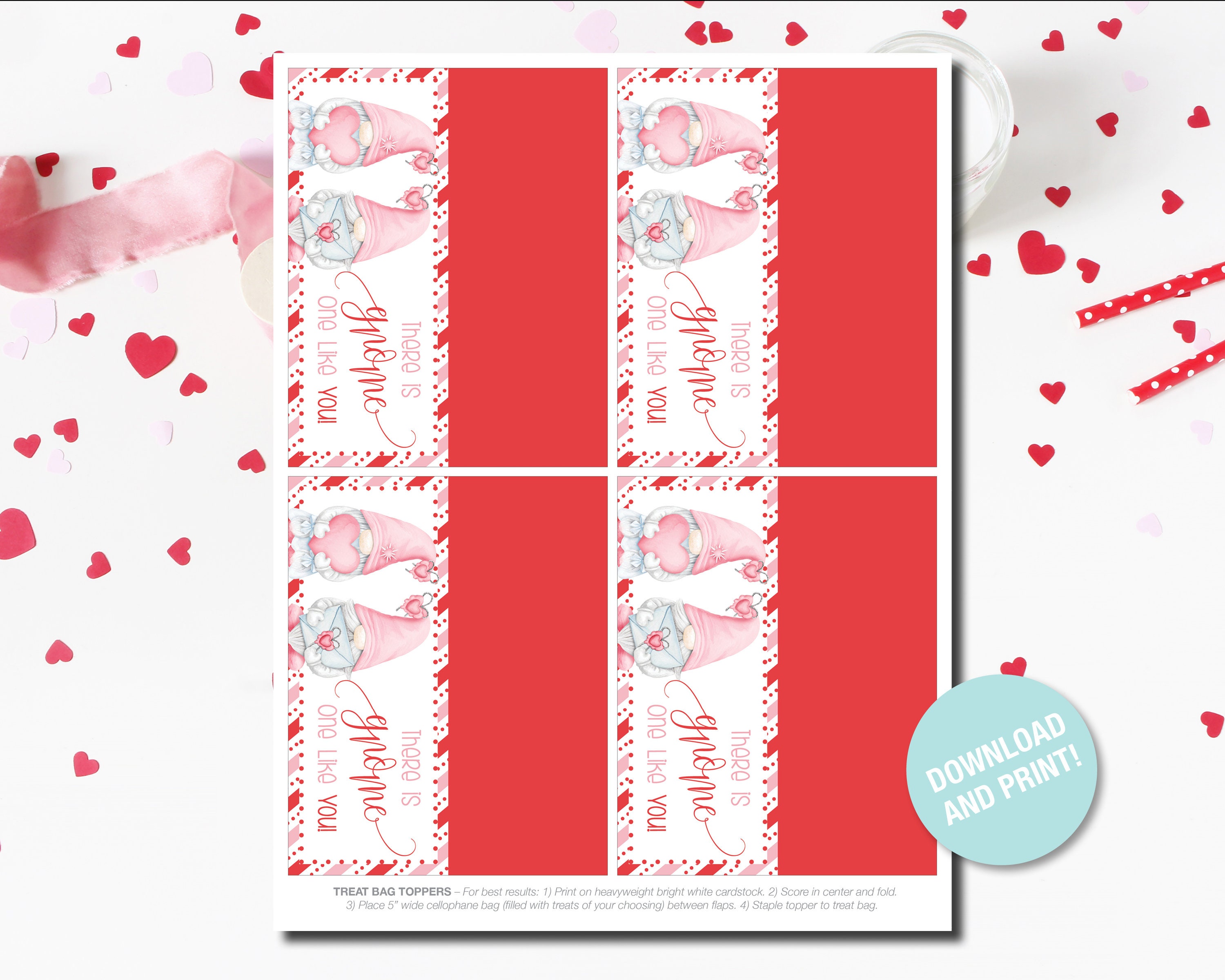 Valentine's Day Treat Topper, There's Gnome One Like You, Printable ...