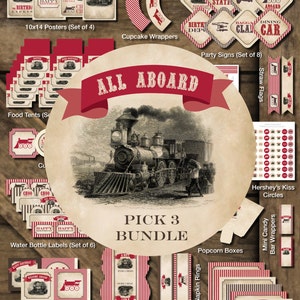 Train Birthday Party Package, Vintage Train Printable Decorations, All ...
