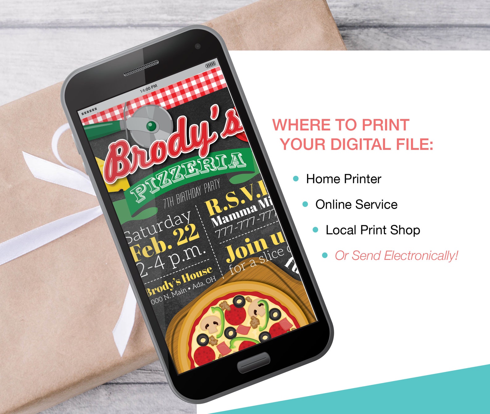 Pizza Birthday Party Invitation Slice of Fun Pizza Party - Etsy