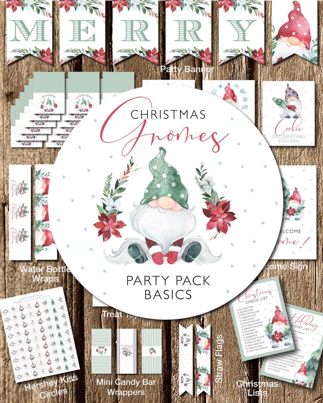 Gnome Christmas Party Bundle | Gnomies Holiday Party Decor | INSTANT ...