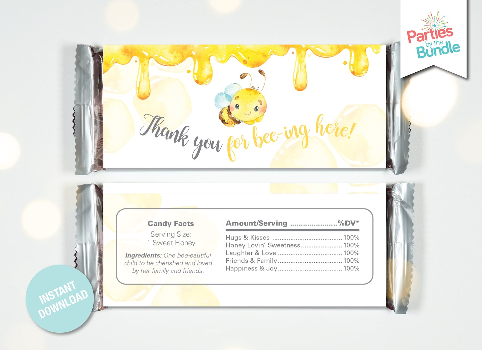 Bee Candy Bar Wrapper Party Printable Bee Birthday Candy Bar - Etsy