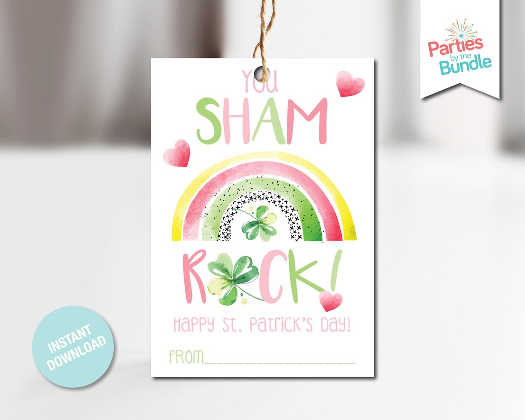 Printable St. Patrick's Day Gift Tag, Shamrock Favor Tag, Printable ...
