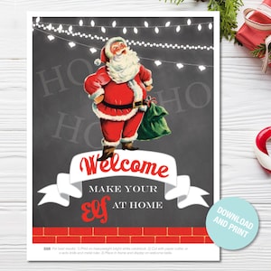 Retro Santa Welcome Sign, Santa Printables, Christmas Decoration ...