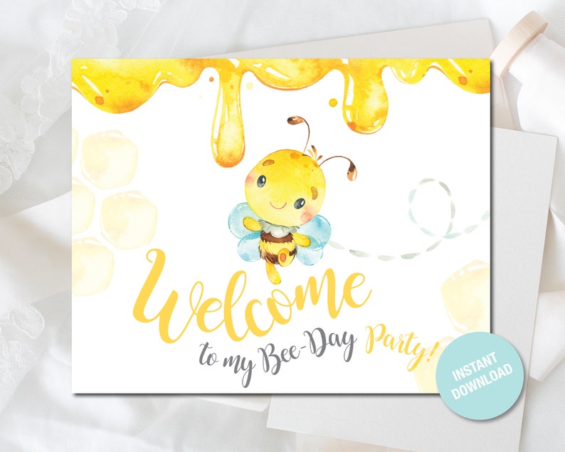 Bee Day Party Welcome Sign Bee Birthday Party Sign Bee - Etsy