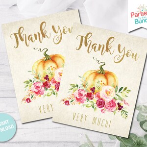 Little Pumpkin Thank You Note Fall Pumpkin Printable Thank You Card ...