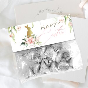 Easter Treat Bag Toppers, Floral Easter Bunny Treat Toppers, Printable ...