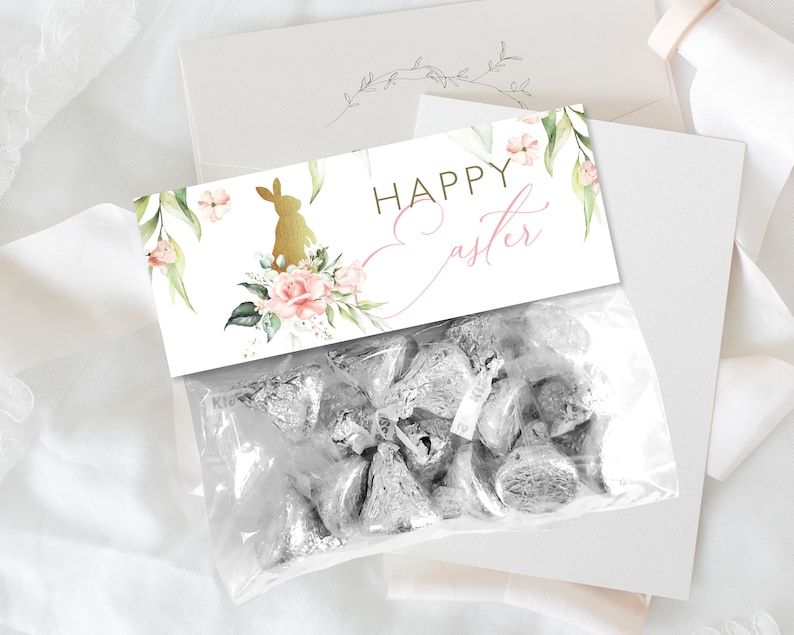 Easter Treat Bag Toppers, Floral Easter Bunny Treat Toppers, Printable ...