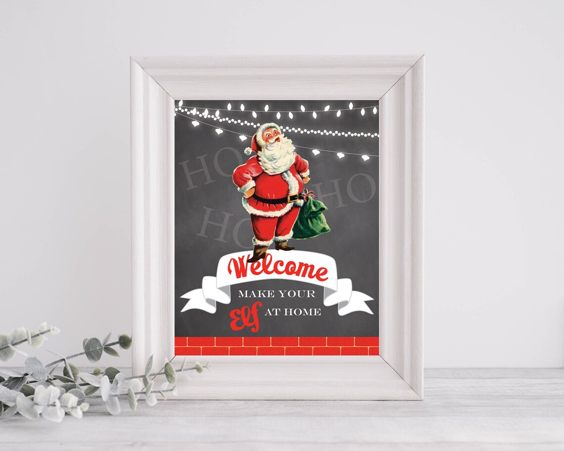 Retro Santa Welcome Sign Santa Printables Christmas | Etsy