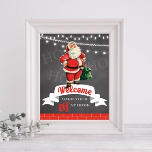 Retro Santa Welcome Sign, Santa Printables, Christmas Decoration ...