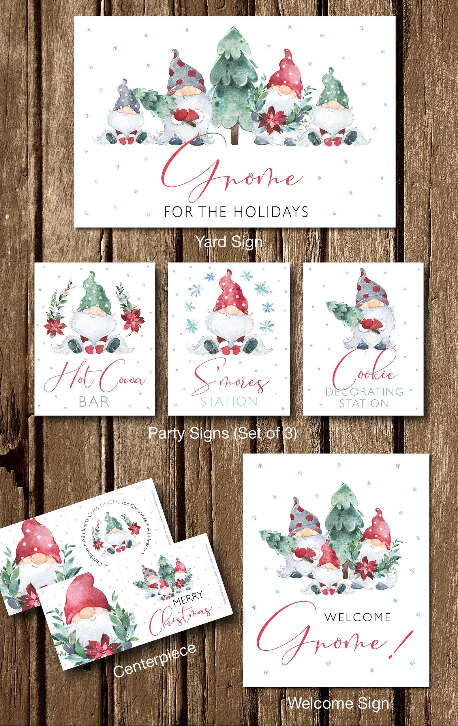 Gnome Decoration Kit Gnomes Christmas Printable Party Bundle - Etsy