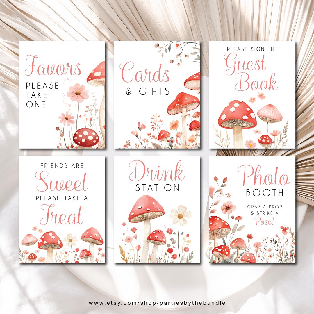 Mushroom Baby Shower Table Signs | A Little Shroom is in Bloom Party ...