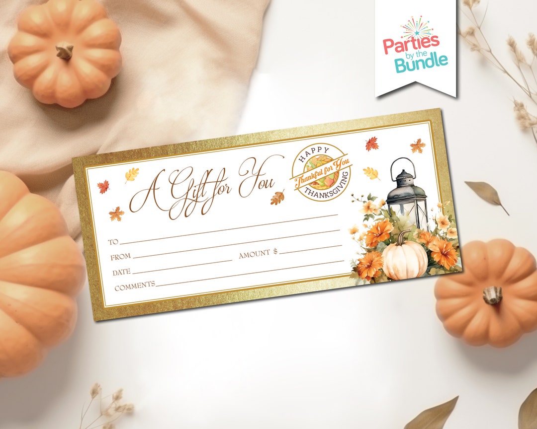 Thanksgiving Gift Certificate | Friendsgiving Gift Voucher | Teacher ...