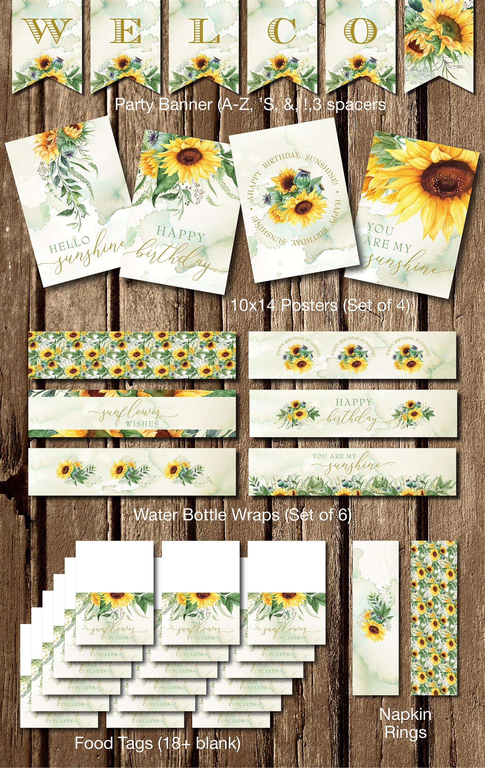 Sunflower Birthday Party Pack Kit Little Sunflower Party - Etsy