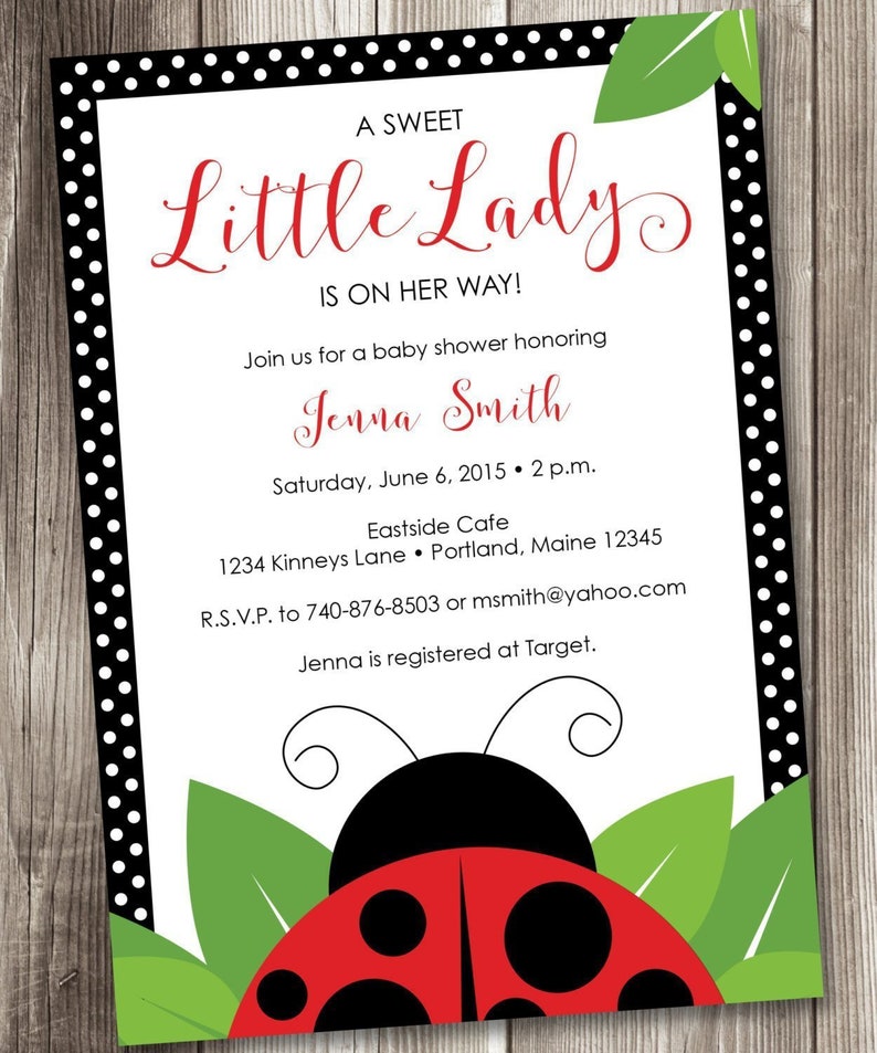 Ladybug Baby Shower Invitation Lady Bug Invite Red Black | Etsy