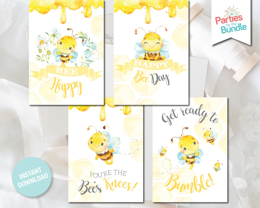 Bee-day Birthday Party Decorations, Bee Decor, Poster Set, Wall Art ...