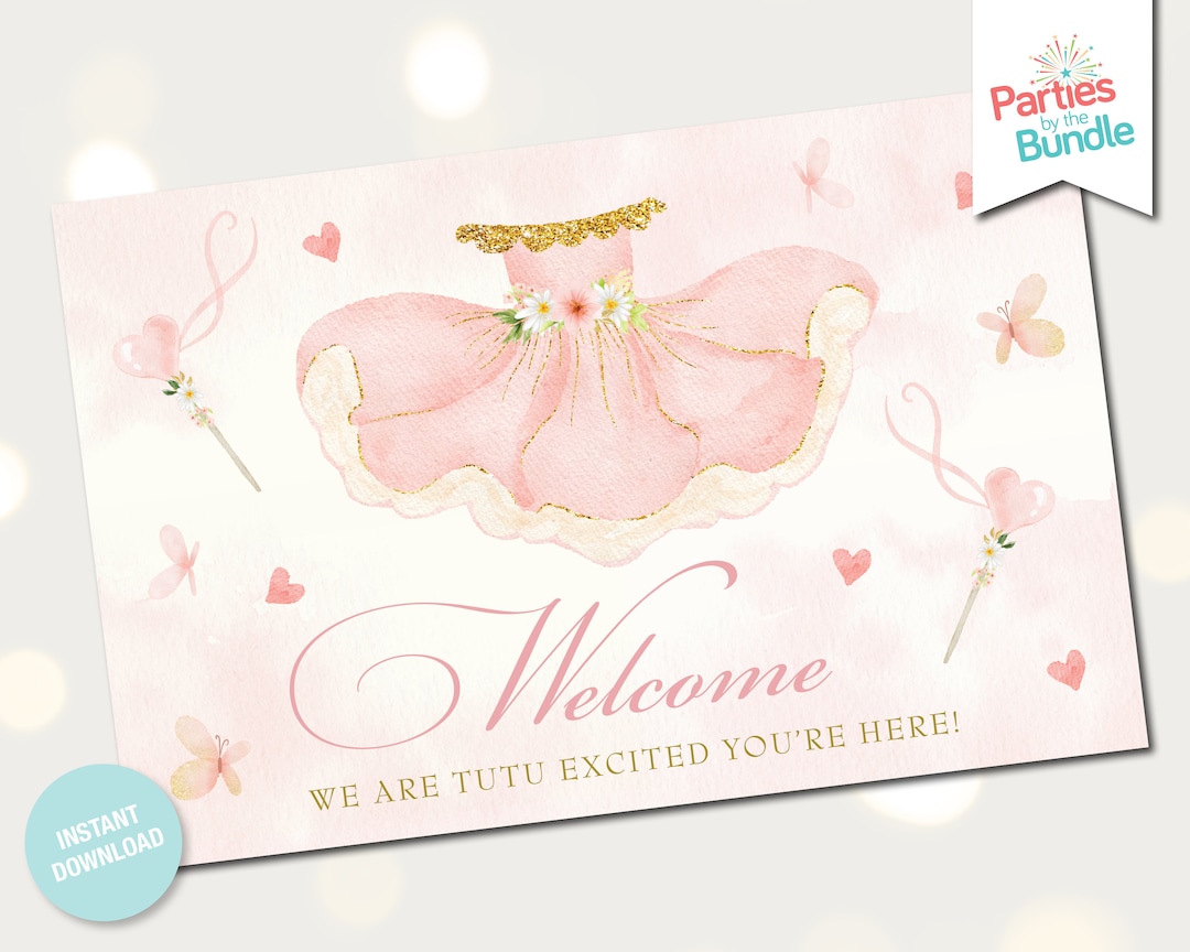Tutu Birthday Party Sign, Ballerina Birthday Printable Decoration, Tutu ...