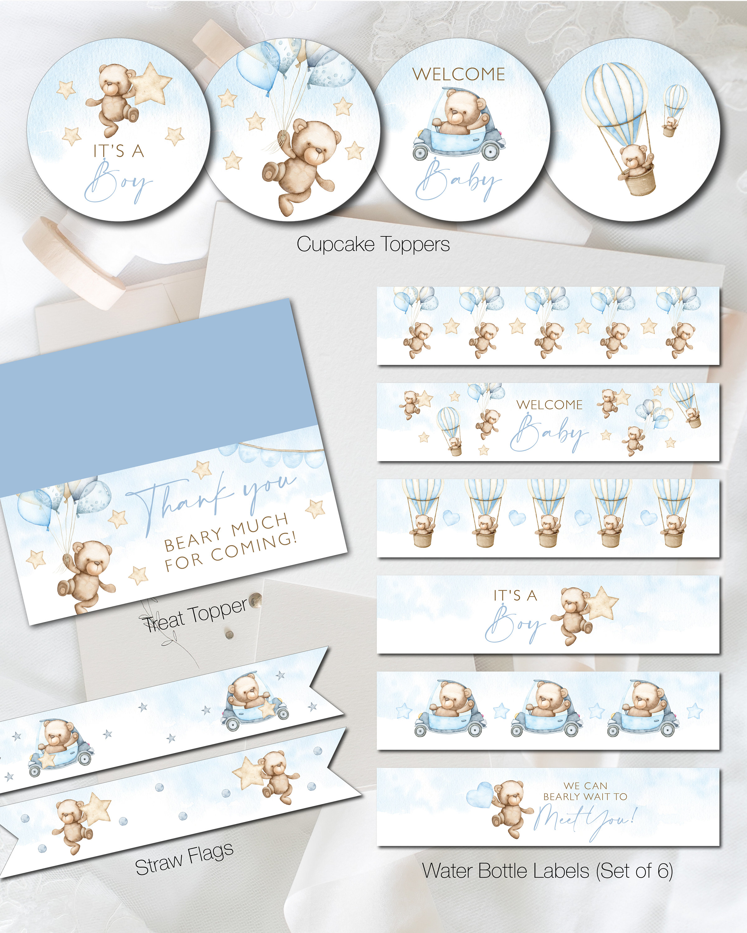 Teddy Bear Printable Baby Shower Bundle Party Pack Kit Party | Etsy