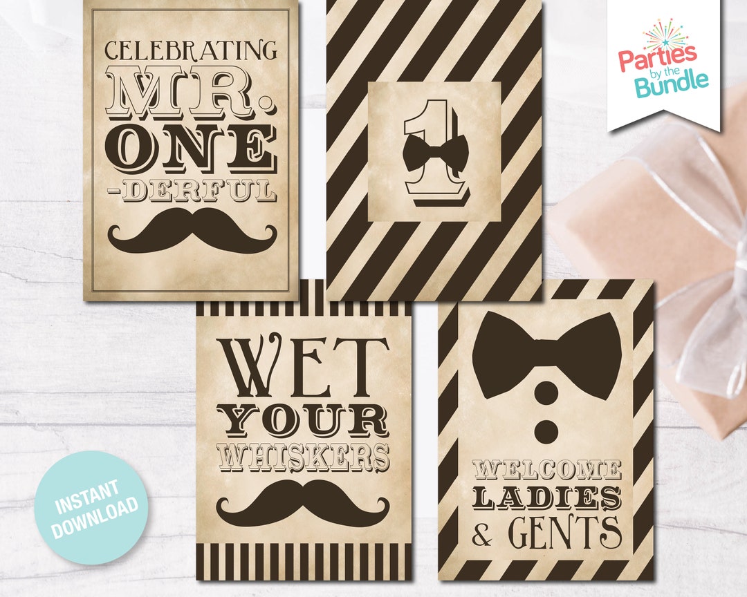 Mr Onederful Birthday Party Decorations, Poster Set, Wall Art, Little ...