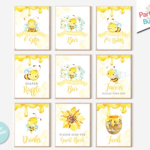 Mommy to Bee Baby Shower Table Signs | Bee Theme Decorations | Cards ...