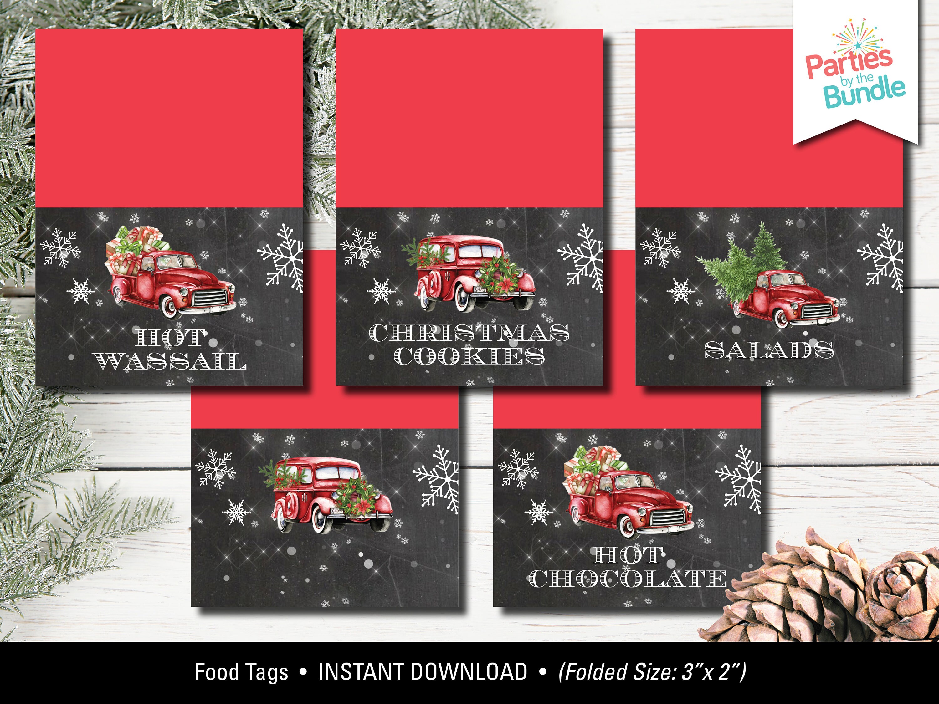 Christmas Printables Christmas Food Tags Red Truck - Etsy