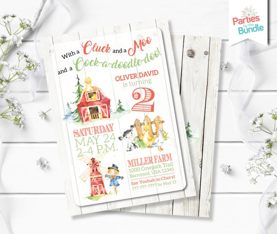Barn Invitation Barnyard Birthday Invitation Barnyard - Etsy