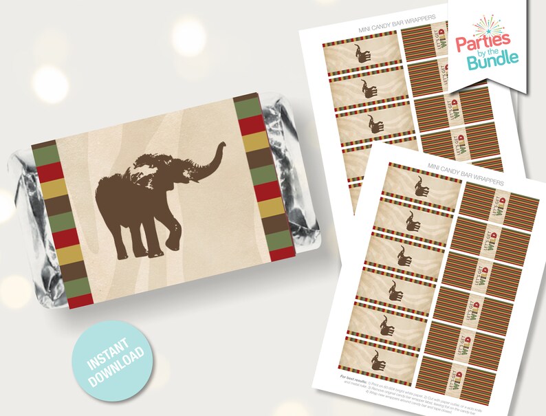 Jungle Safari Mini Candy Bar Wrappers, Zoo Birthday Printable Party ...