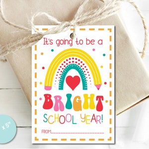 Bright School Year Gift Tag: Printable Back to School Favor (instant ...