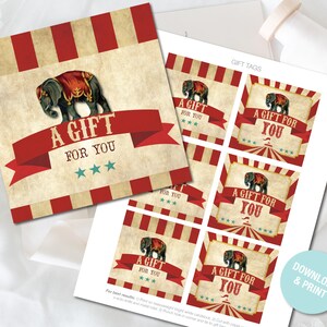 Circus Birthday Gift Tags Greatest Showman Printable Birthday Party ...