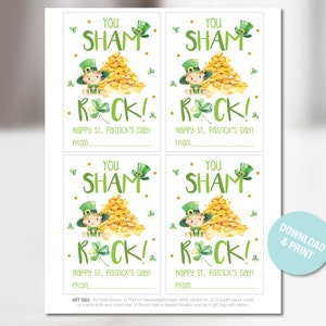 Printable St. Patrick's Day Gift Tag, You Sham Rock Favor Tag ...