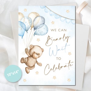 Teddy Bear Poster Set, Blue Teddy Bear Party Decorations, Birthday ...