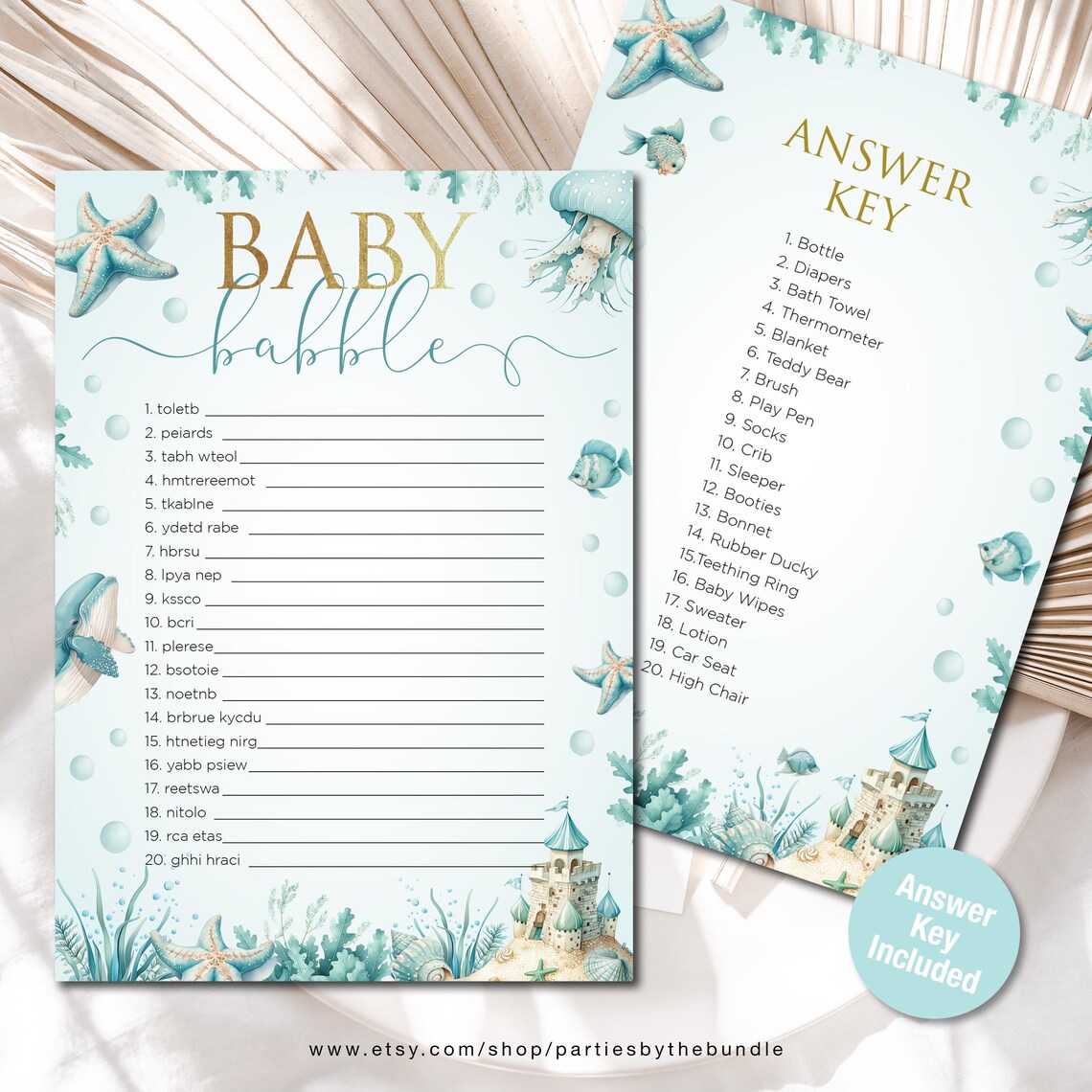 Under the Sea Baby Shower Games Bundle: Bingo, Babble, Wishes (instant ...