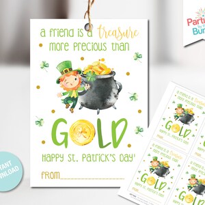 Printable St. Patrick's Day Gift Tag, Shamrock Favor Tag, Printable ...