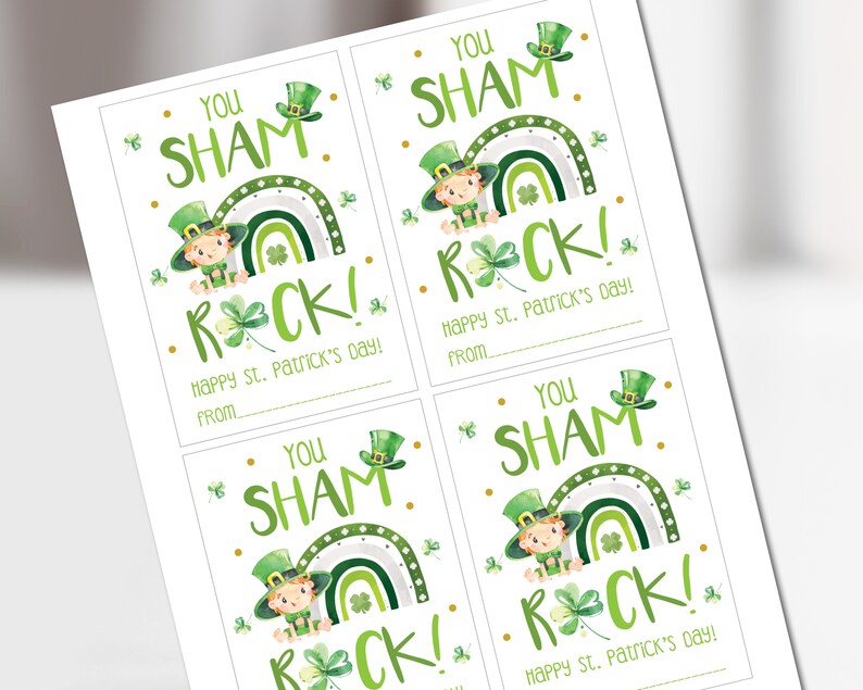 Printable St. Patrick's Day Gift Tag Shamrock Rainbow - Etsy