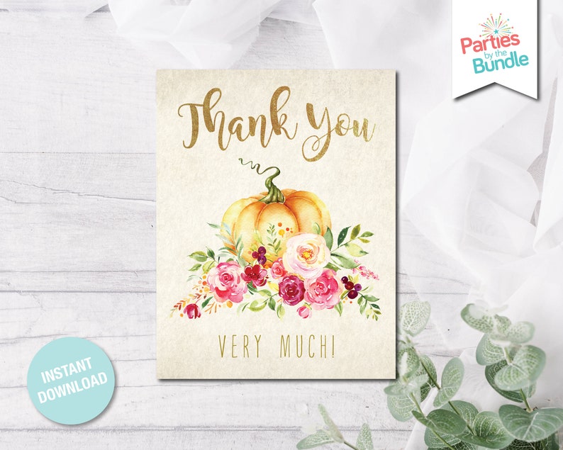Little Pumpkin Thank You Note Fall Pumpkin Printable Thank You Card ...