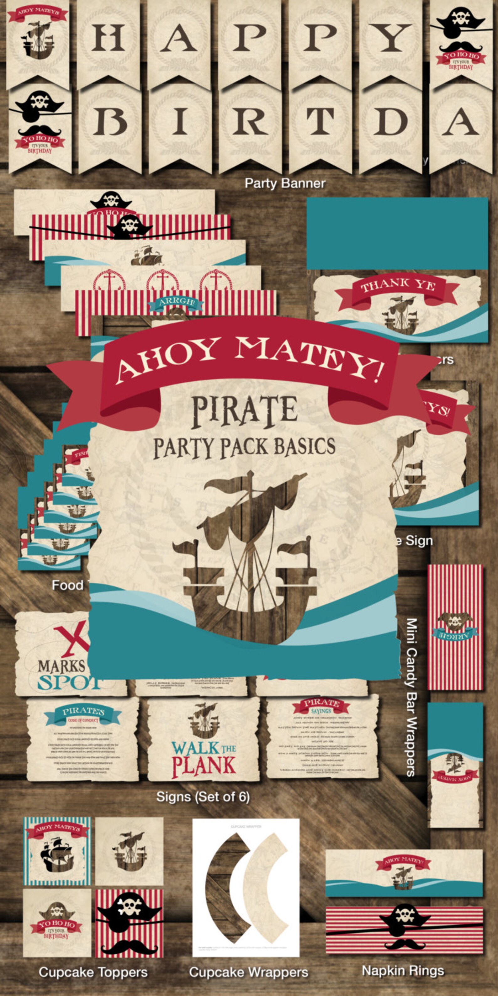 Pirate Printable Party Pirate Birthday Printables Pirate | Etsy