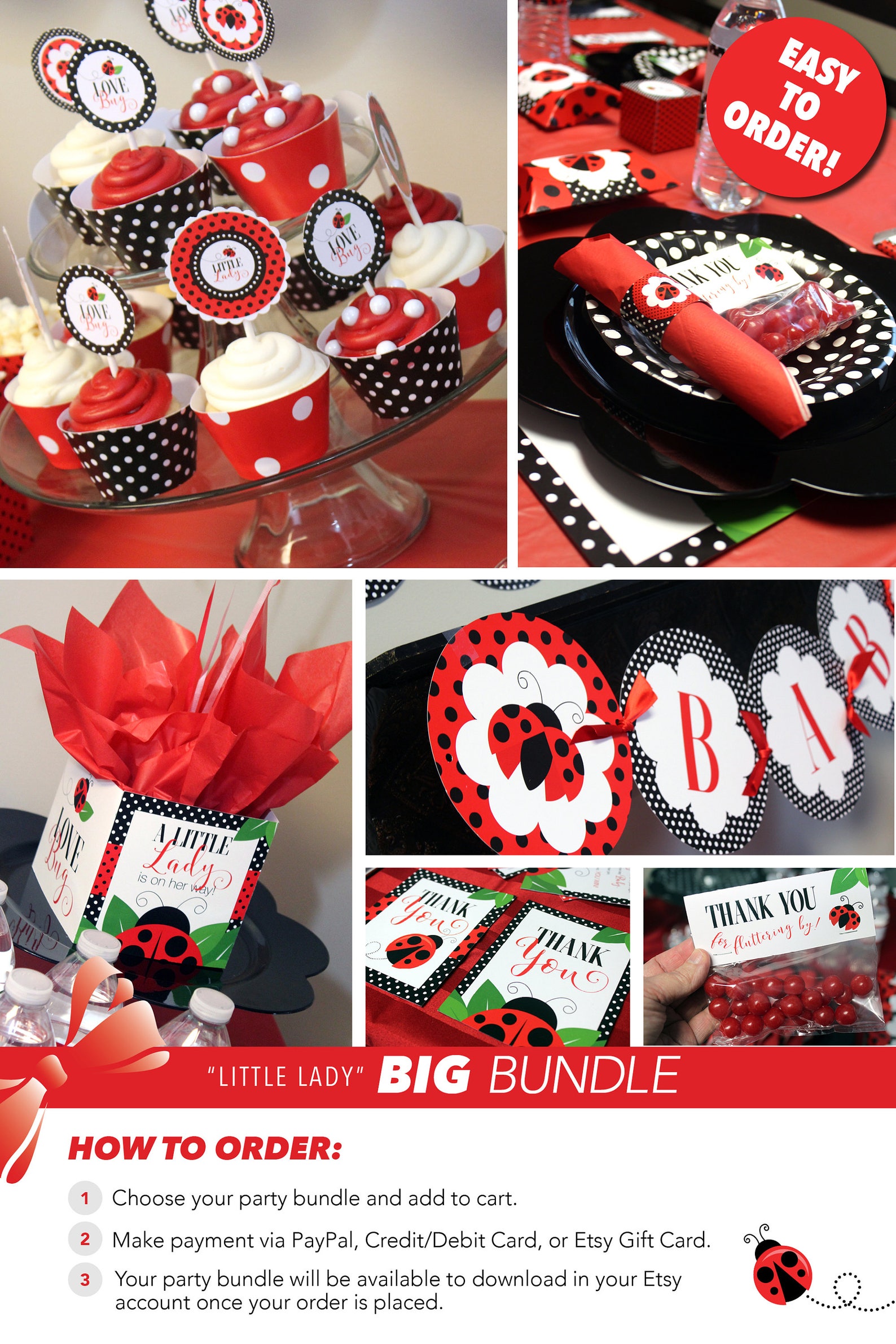 Ladybug Party Pack Kit Ladybug Printable Party Shower - Etsy