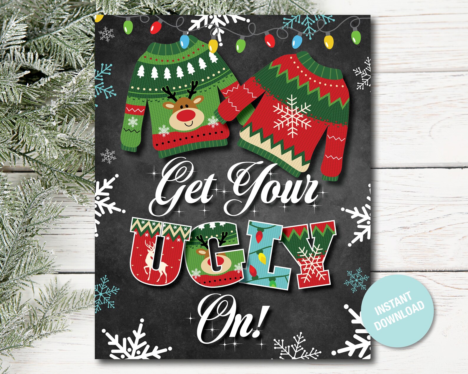 Ugly Sweater Party Sign, Ugly Sweater Party Decoration, Get Your Ugly ...