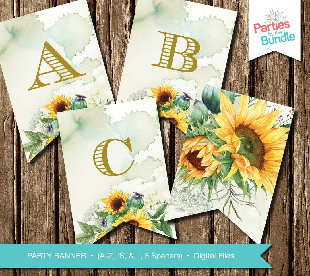 Sunflower Birthday Decorations Party Banner A-Z Shower - Etsy