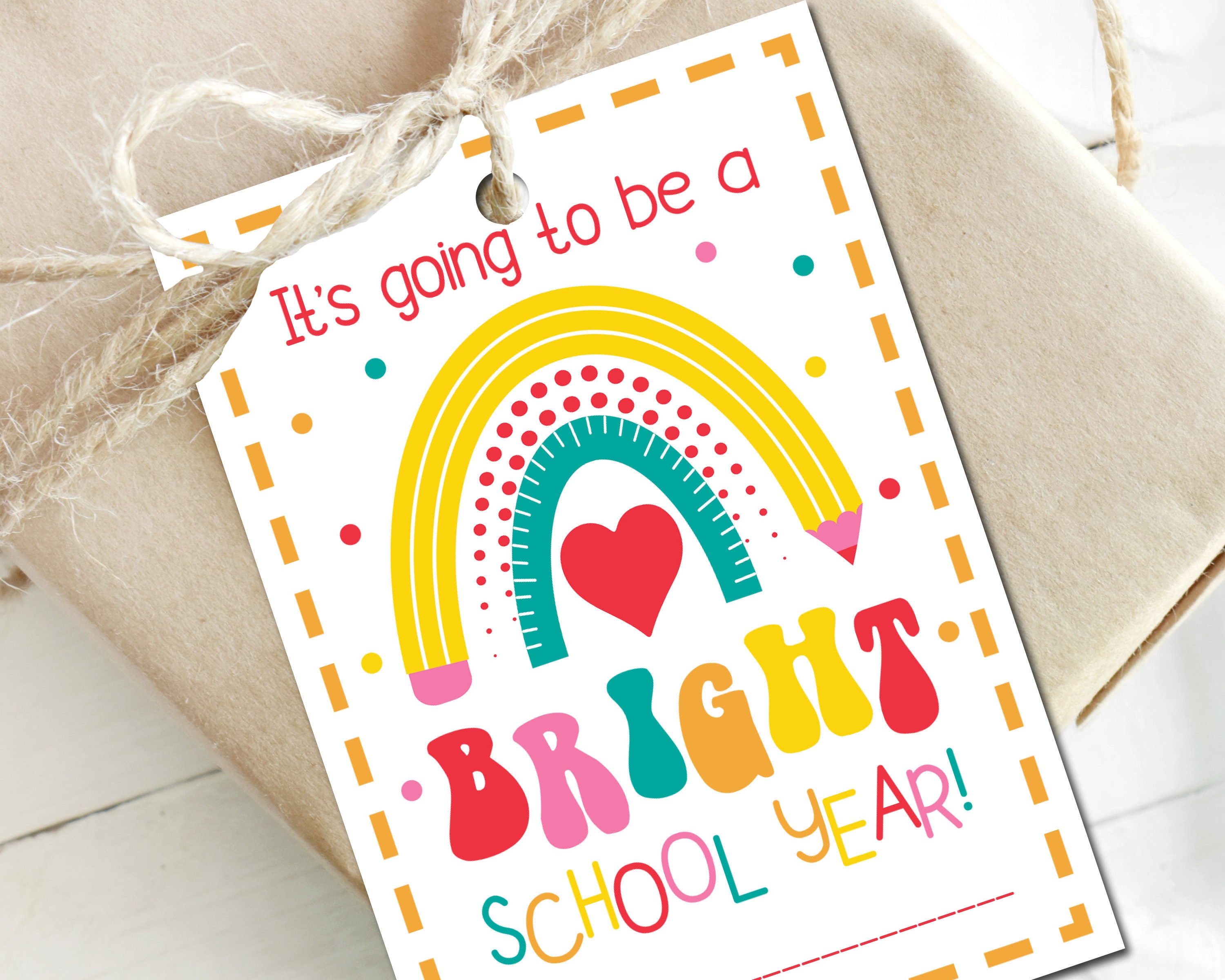 Bright School Year Gift Tag: Printable Back to School Favor (instant ...