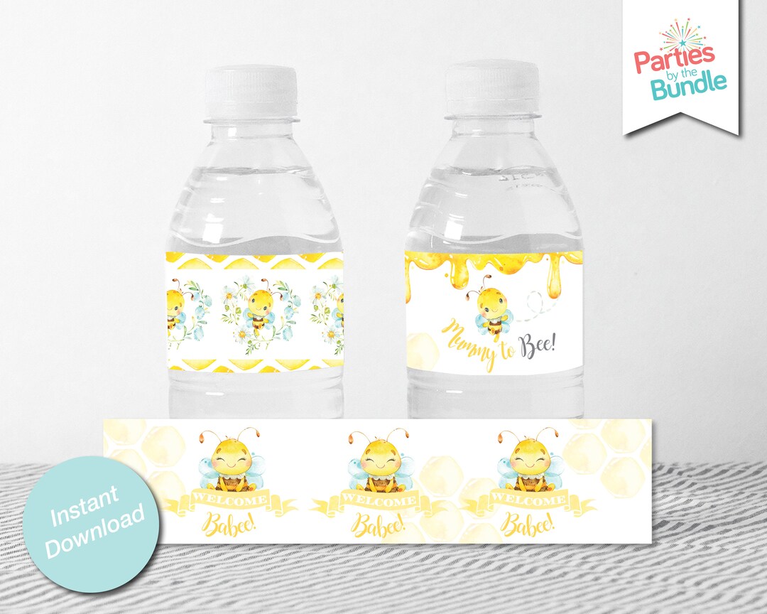 Mommy to Bee Water Bottle Labels | Printable Baby Shower Favors | Honey ...